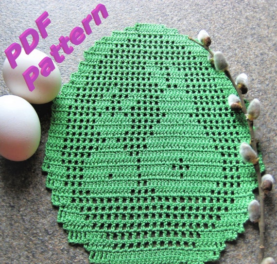 Easter Bunnies Crochet Coaster Pattern Green Easter Decor for | Etsy
