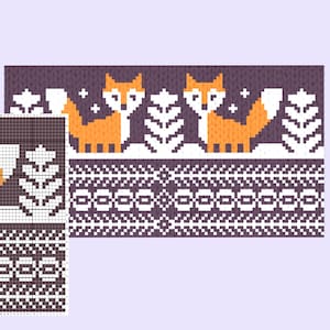 Fair Isle Fox Knitting Pattern: Scandinavian Stranded Knit (set of 5 ...