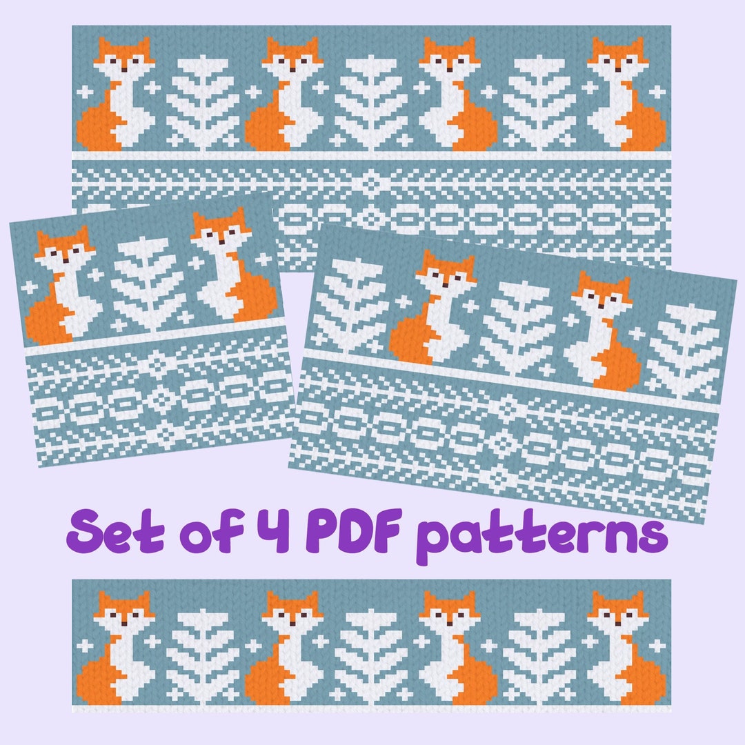 Fair Isle Cute Fox Knitting Pattern Stranded, Scandinavian Knit Animals ...
