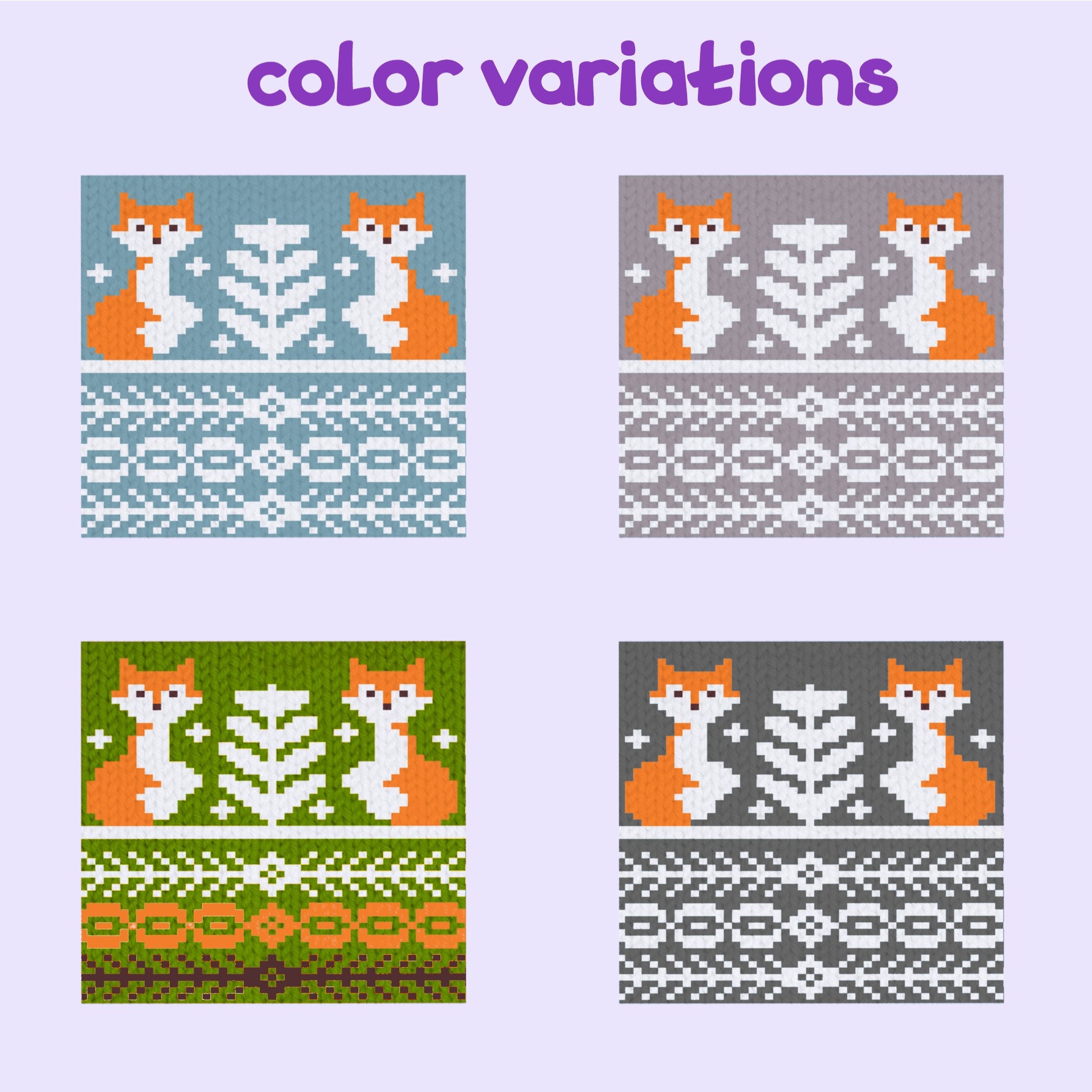 Fair Isle Cute Fox Knitting Pattern Stranded, Scandinavian Knit Animals ...