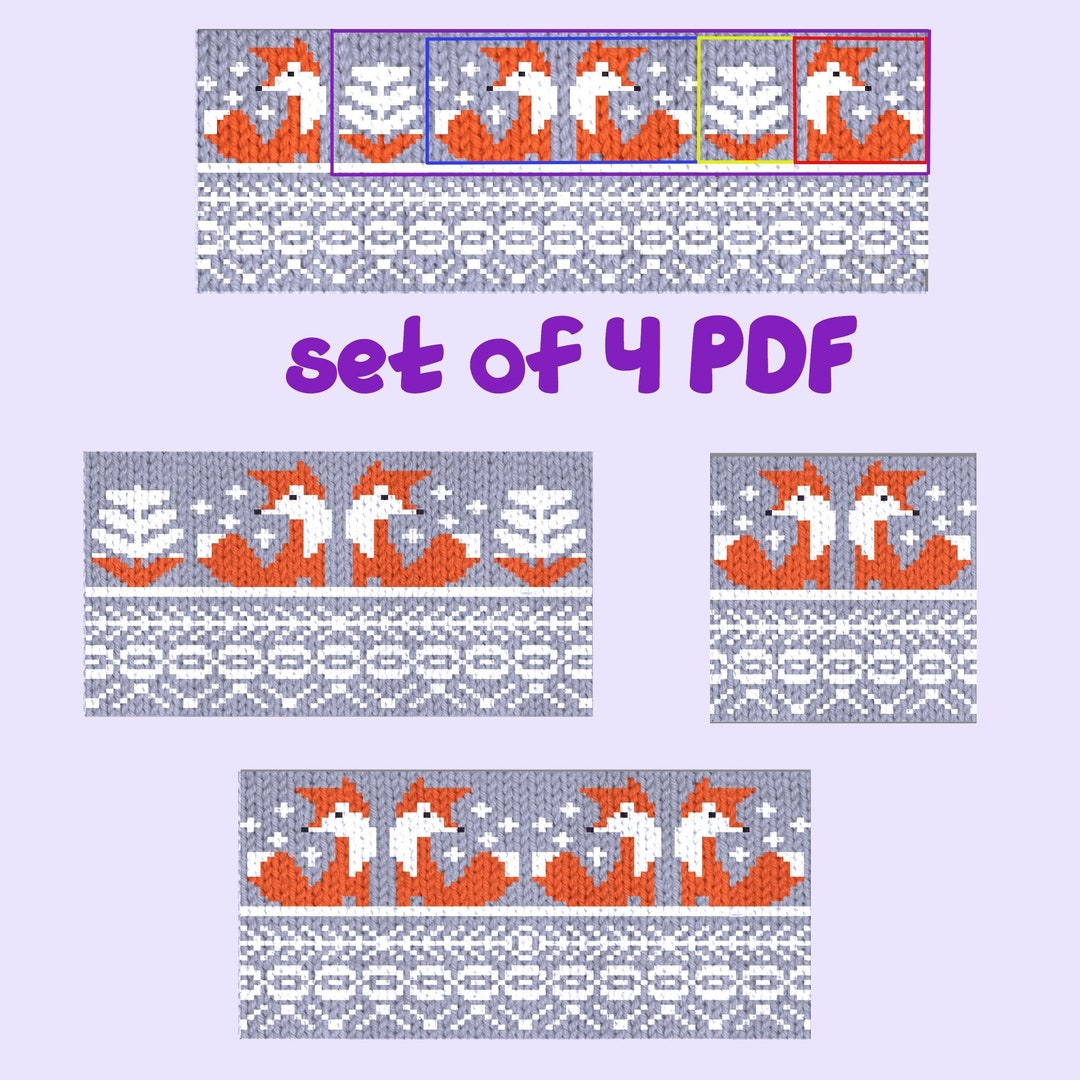 Fair Isle Fox Knitting Pattern: Scandinavian Woodland Motifs (set of 4 ...