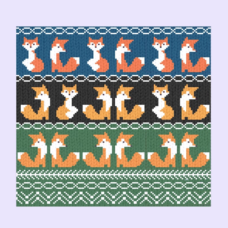 Fair Isle Fox Knitting Pattern, Scandinavian Stranded Knit Animals ...