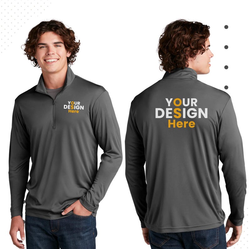 Custom Quarter Zip, Custom Printed Text Logo Sweatshirt, Monogram Zip ...