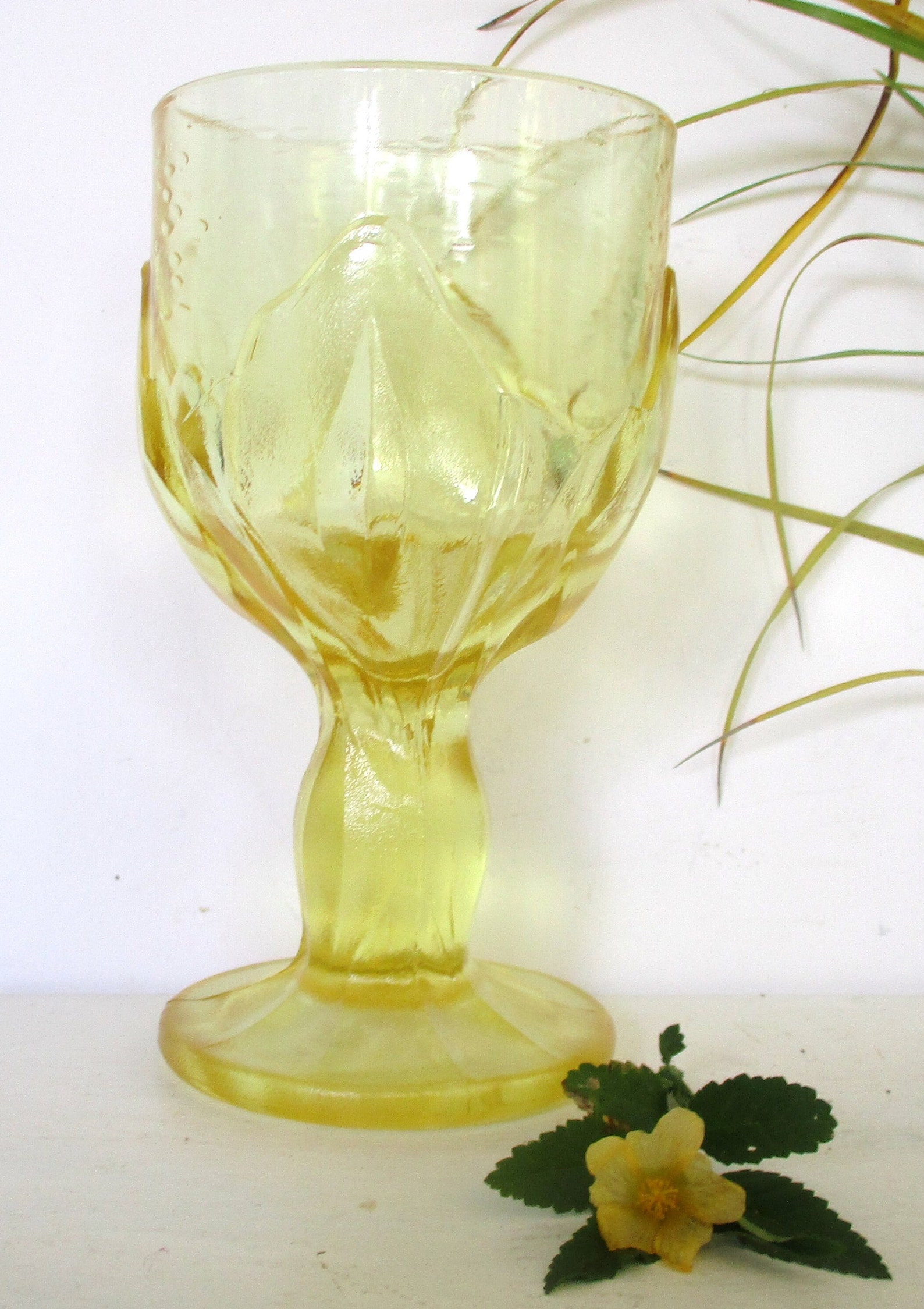 Vintage 4 Yellow Glass Goblets6 Oz Tiffin | Etsy