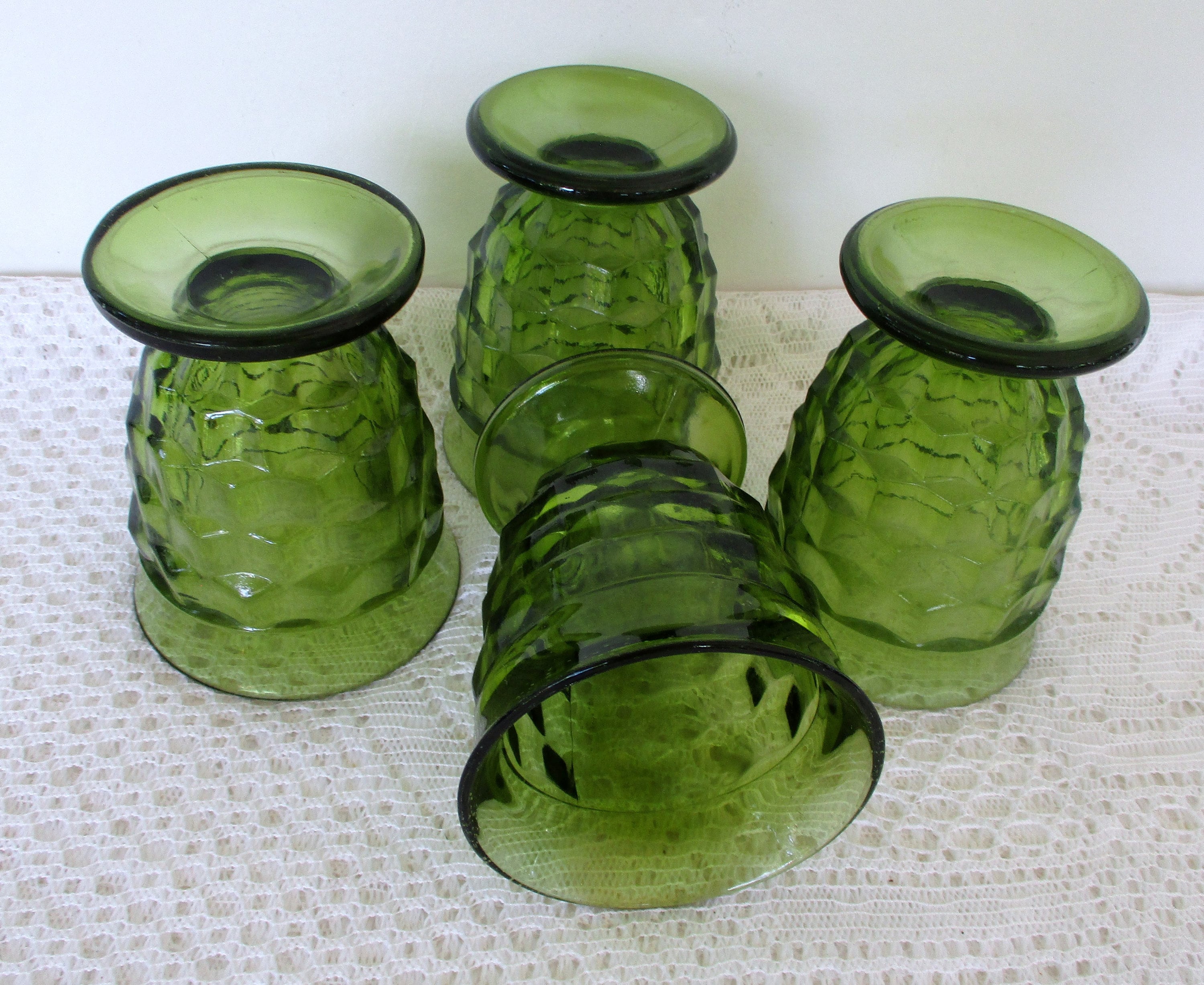 Vintage Green Glass Tumblersset of 4 Liquorjuicewhiskey | Etsy
