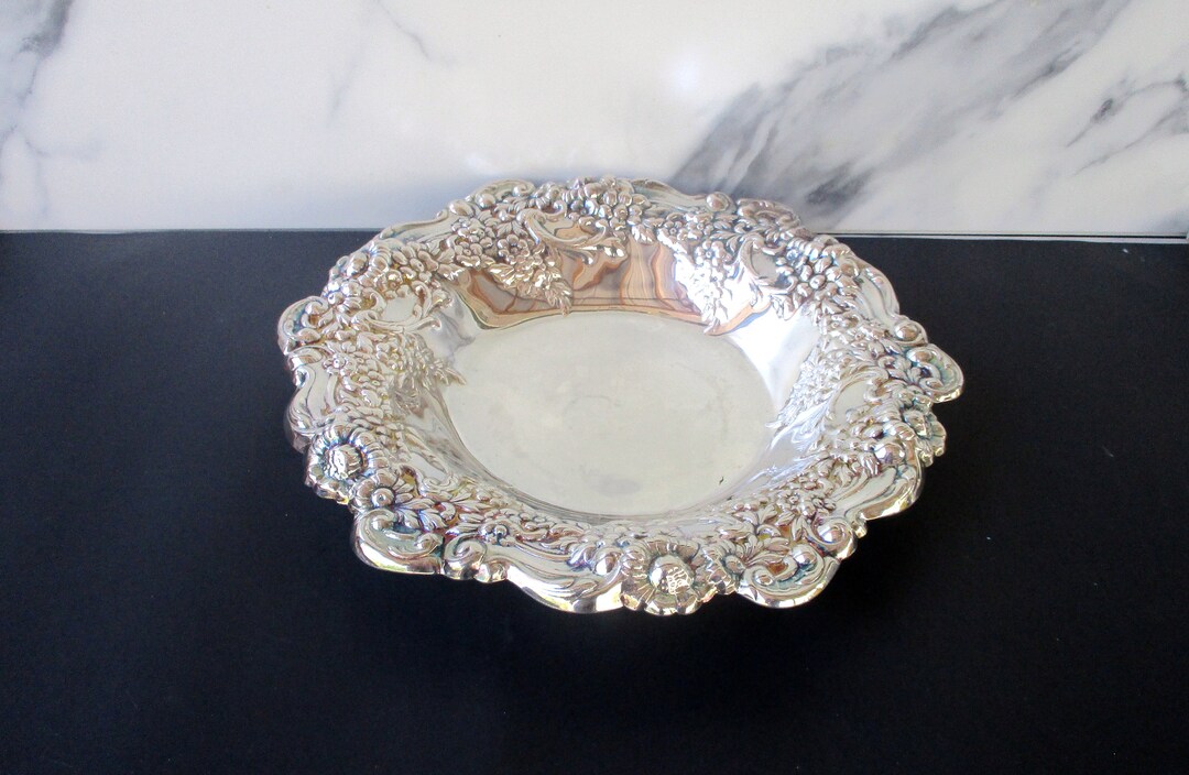 Vintage Silver Oneida Fruit Bowl, Silver Plated Serving Dish, Fruit and ...