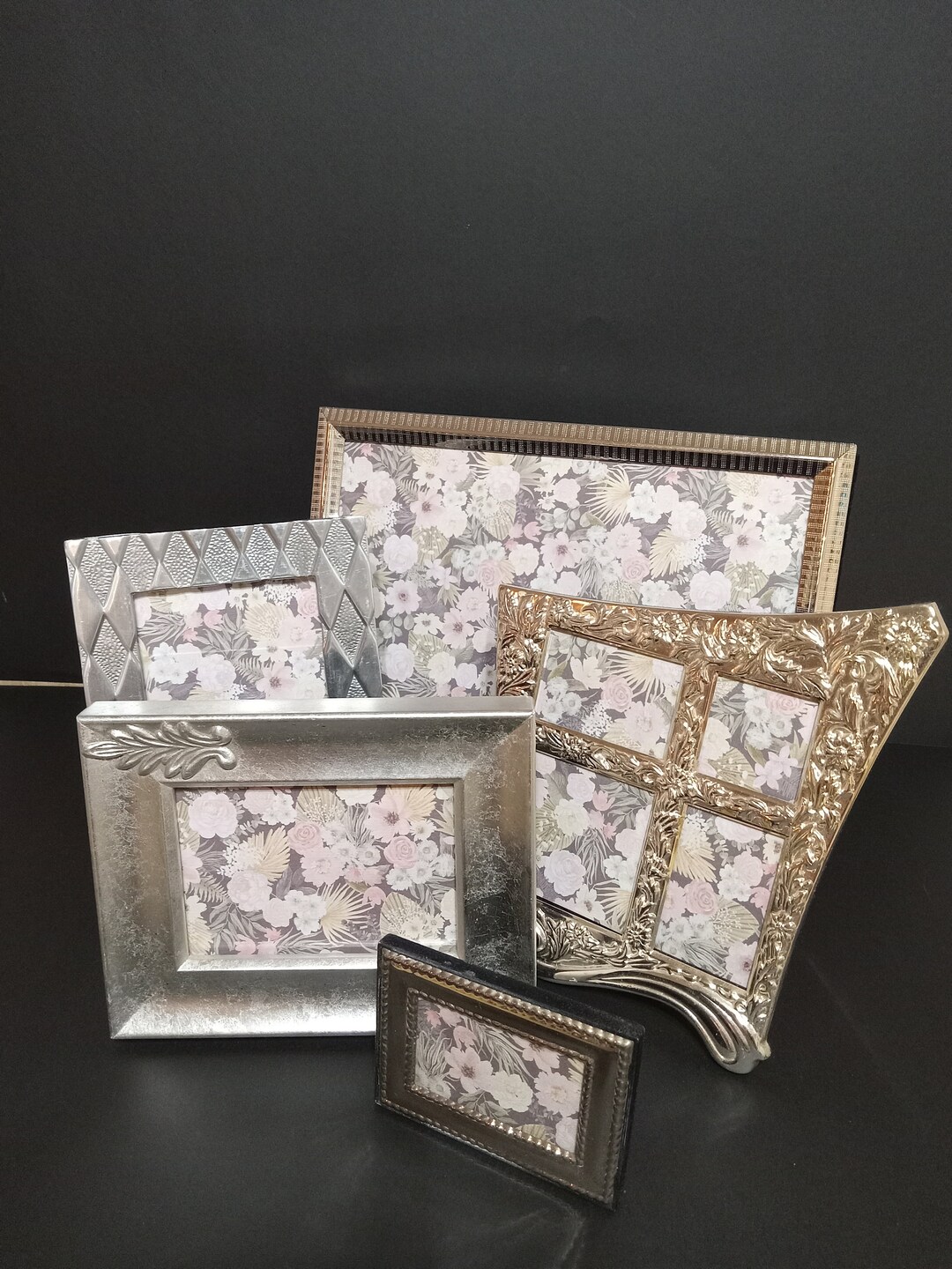 Vintage Silver Gallery Stand up Picture Frames Set of 5 Silver Frames ...