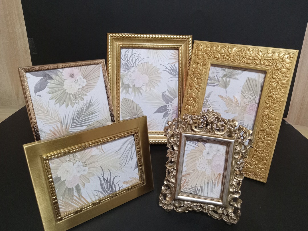 Vintage Gold Color Ornate Gallery Stand up Picture Frames Set of 5 ...