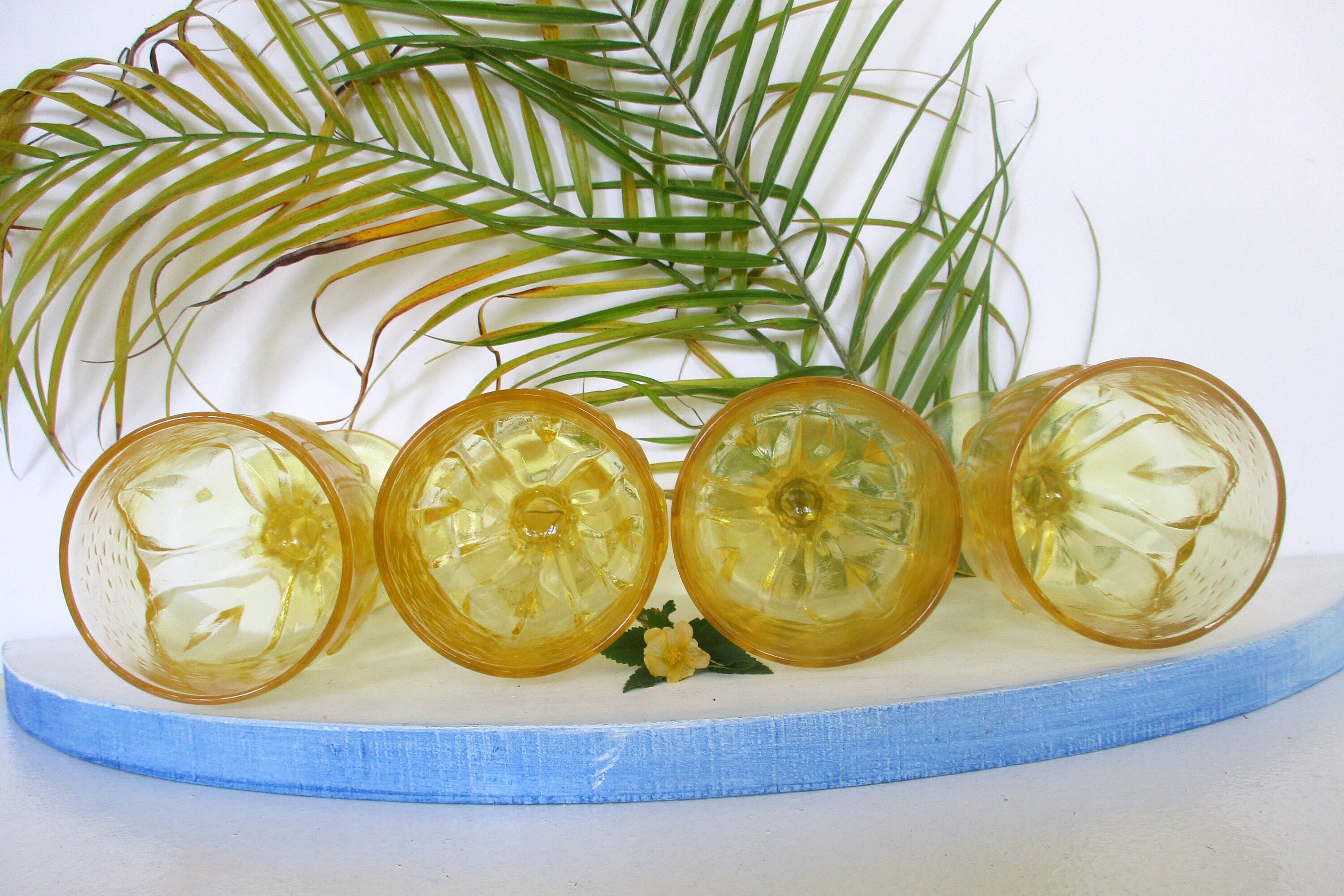 Vintage 4 Yellow Glass Goblets6 Oz Tiffin | Etsy