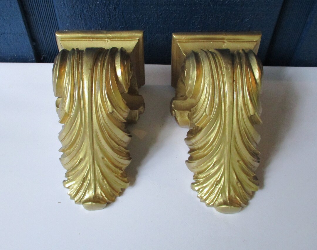 Vintage 6.5"t Curtain Rod Brackets, Scarf Holders,2 Drapery Brackets ...