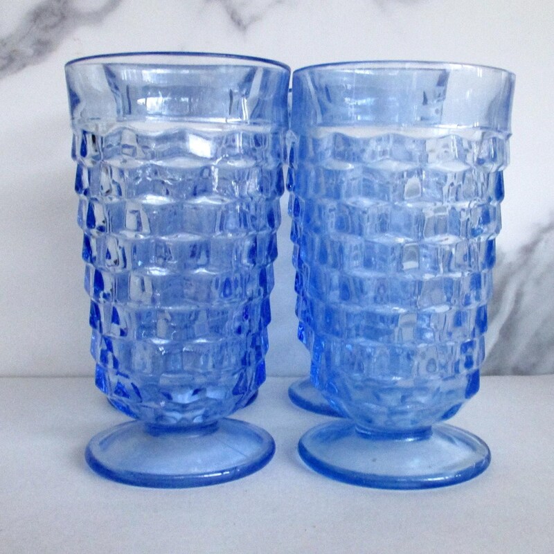 Blue Drinking Glasses Etsy