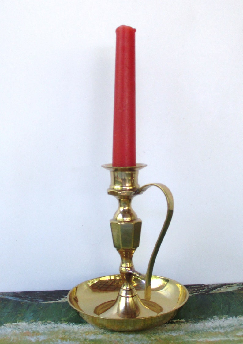 Vintage Brass Candlestick With Handle and Bowl - Etsy