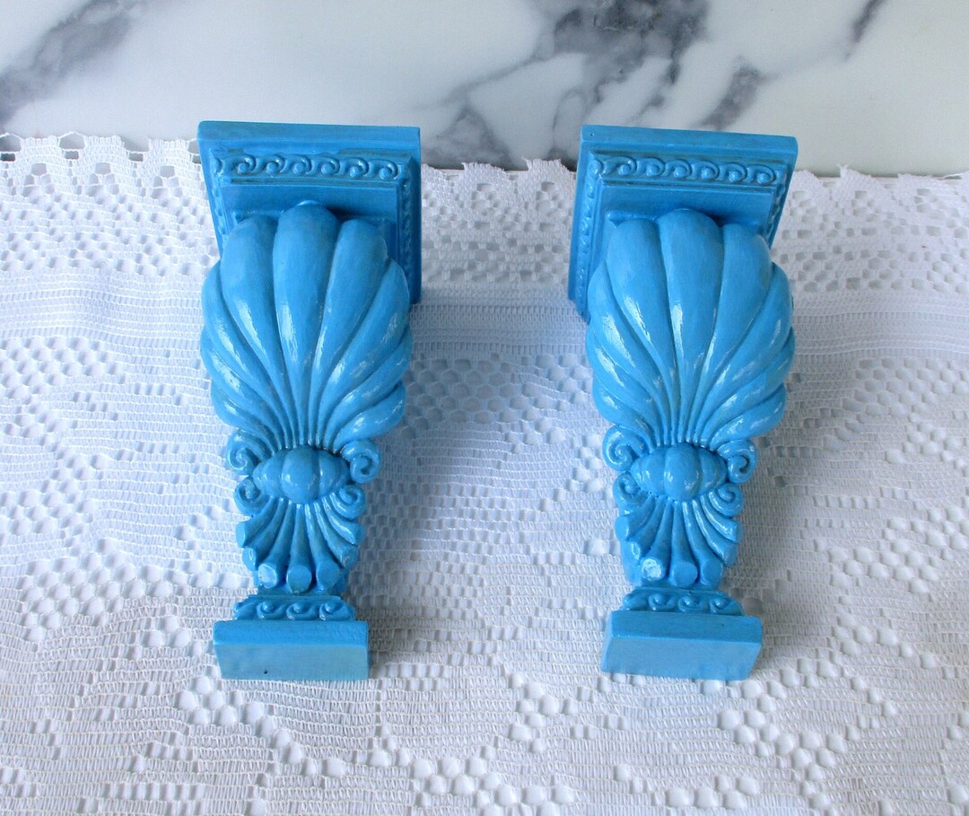 Two/2/ Curtain Rod Brackets,5.5blue Drapery Brackets,curtain Corbel ...