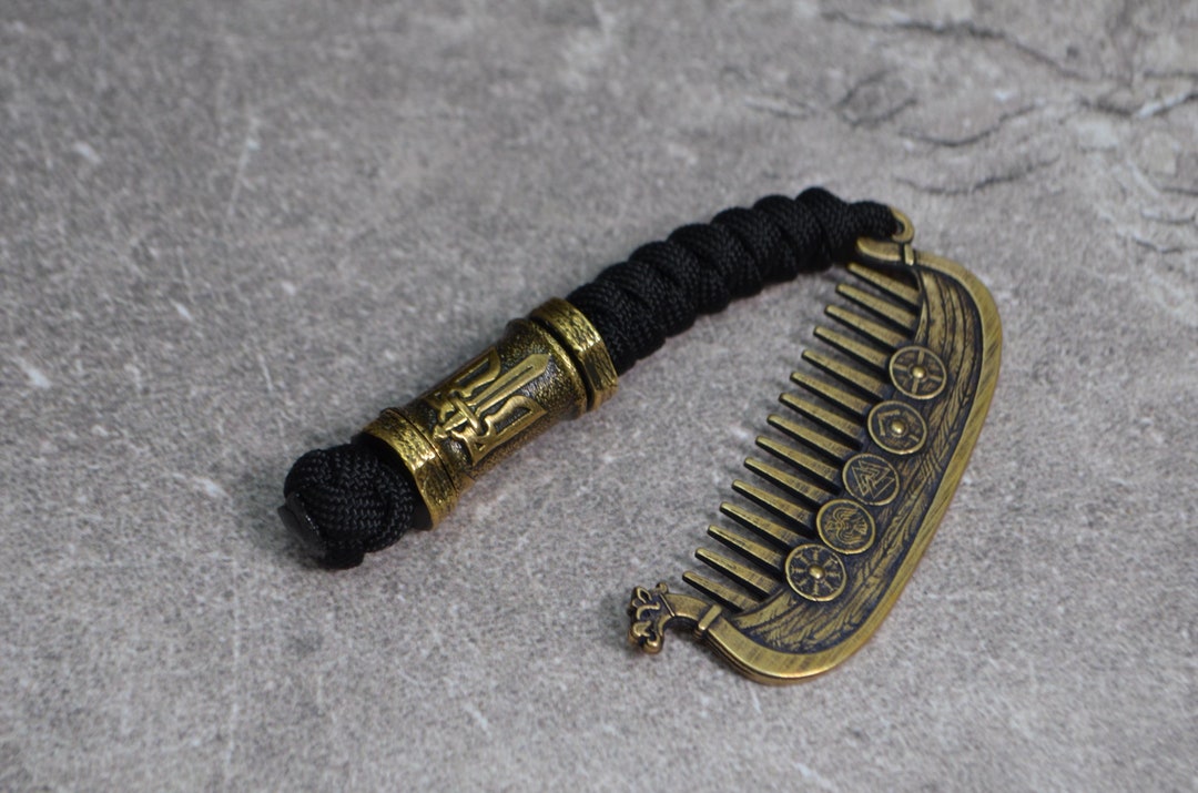 Viking Drakkar Comb With Paracord Lanyard Keychain, Ukrainian Men Gift ...