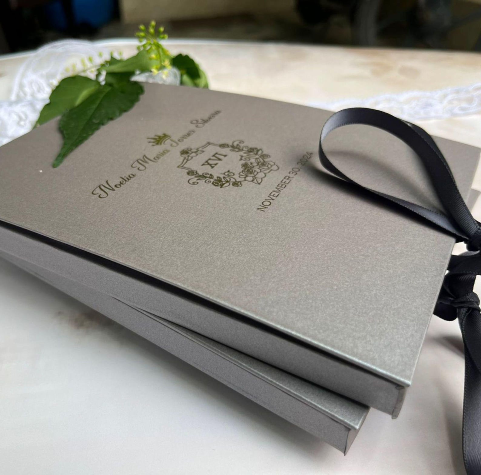 Quinceañera Invitation With Grey Boxes & Silver Mirror Acrylic Invites ...