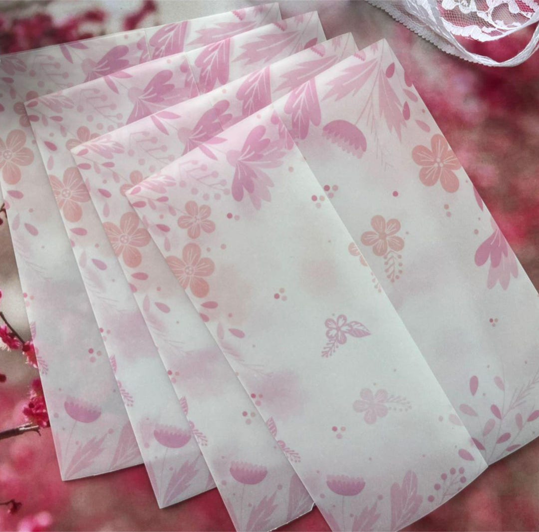Pink Vellum Wedding Invitation Jackets 5x7 – Orchid Floral Transparent ...