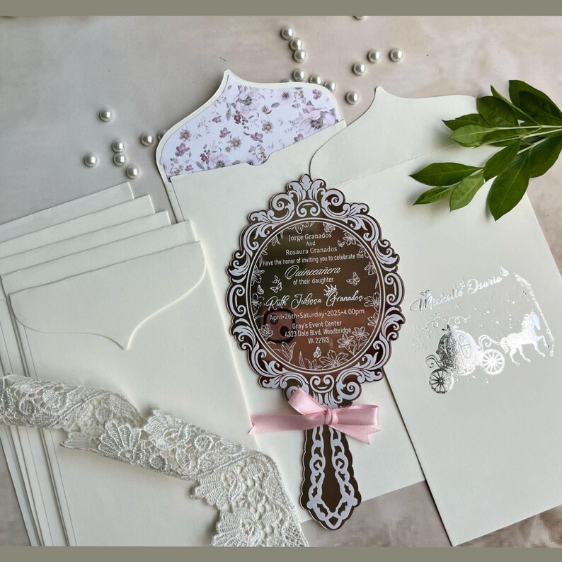 Ivory & Gold Mirror Acrylic Wedding Invitation Box, Luxury Royal ...