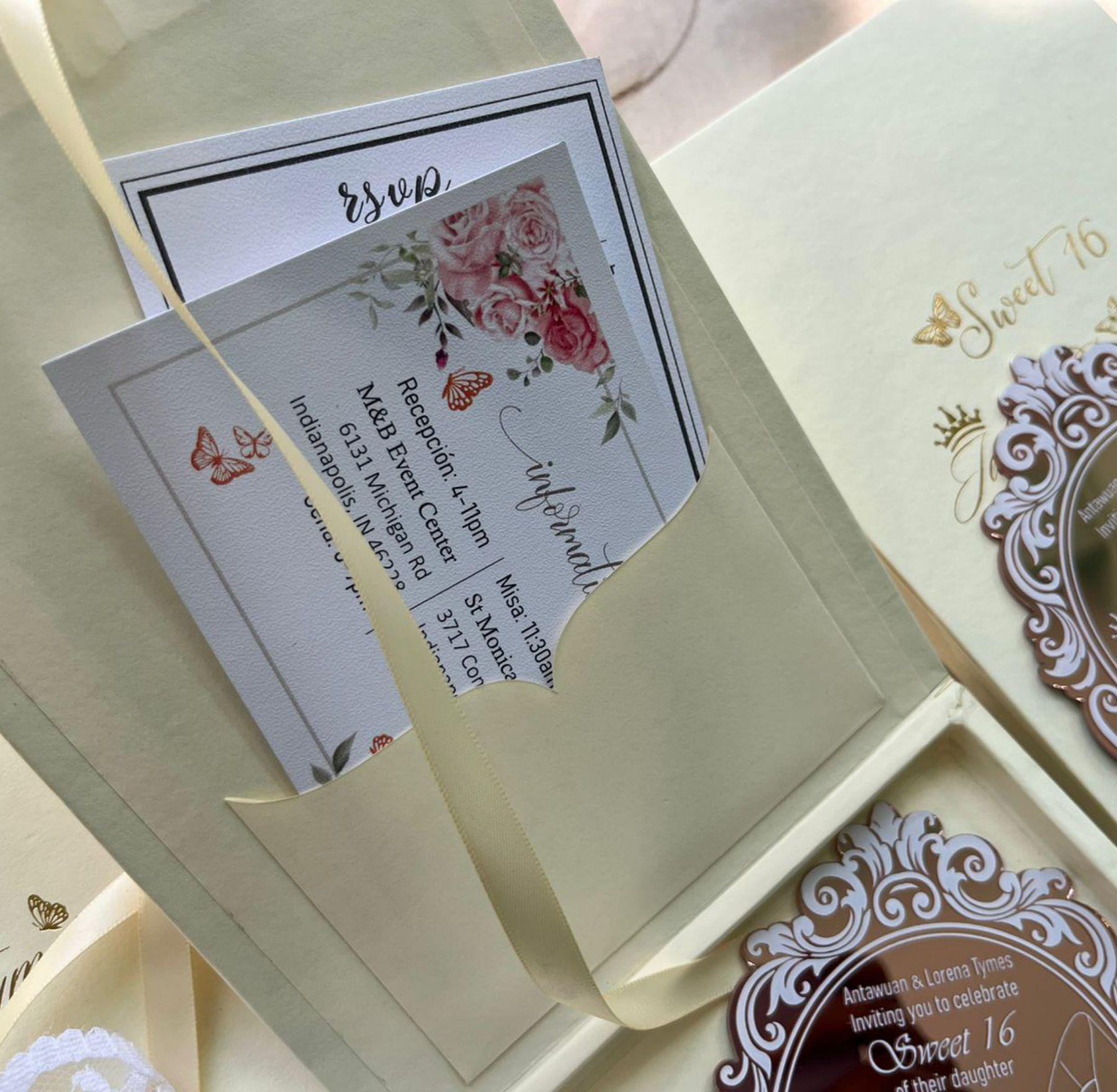 Luxury Gold Mirror Acrylic Invitations in Ivory Keepsake Box | Elegant ...