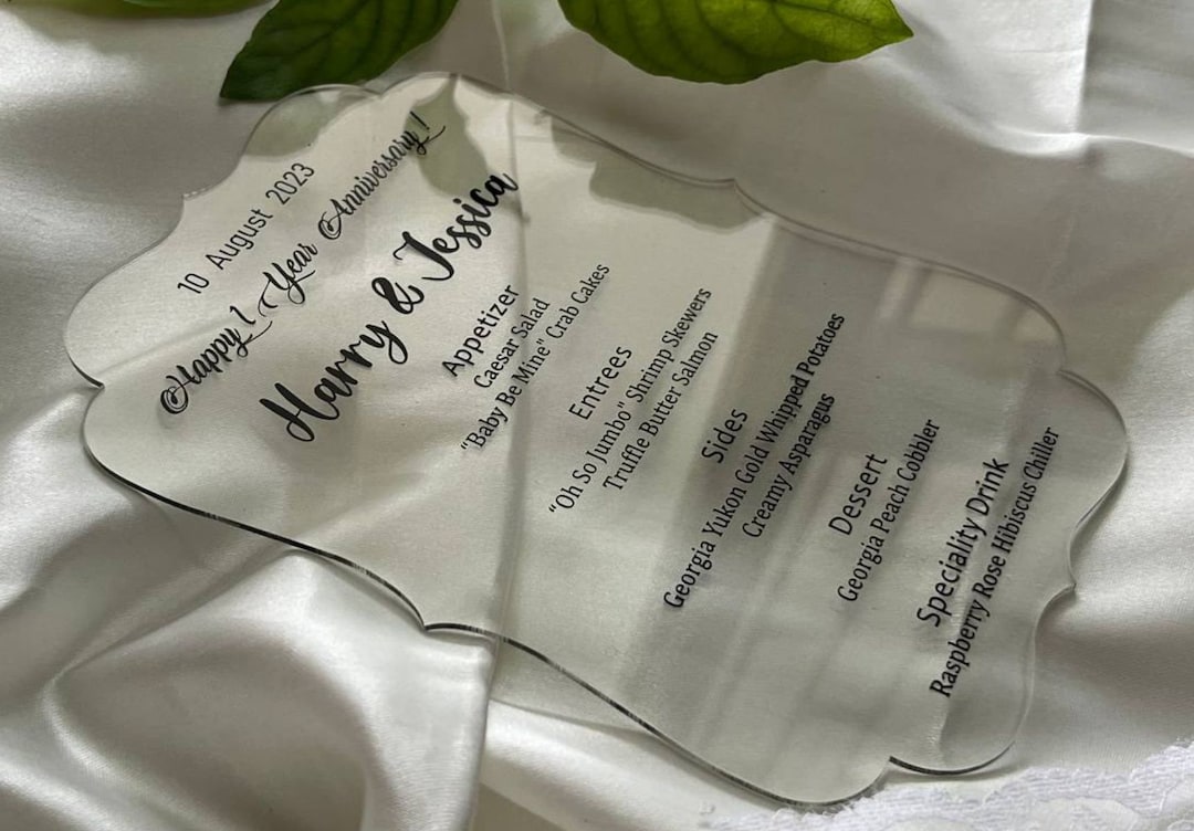 Clear Acrylic Menu Card for Restaurant, Personalized Dinner Menus ...