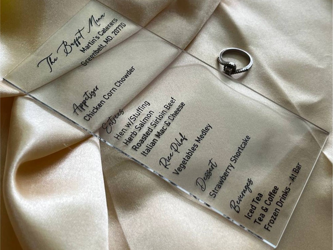 Acrylic Menu Card Acrylic Bar Sign Cocktail Menu Wedding - Etsy