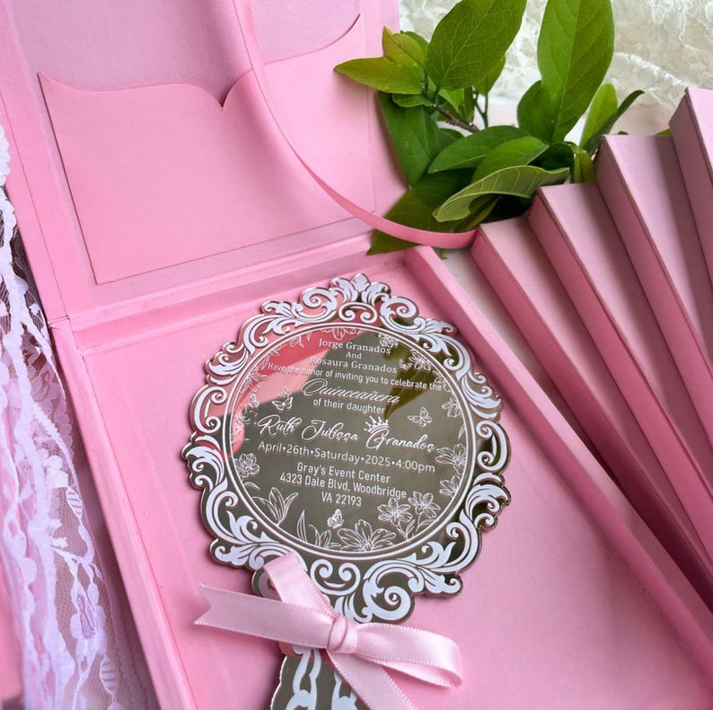 Blush Pink Boxed Mirror Acrylic Invitation Suite | Wedding ...