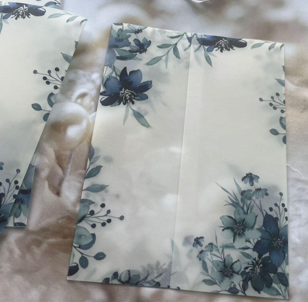 French Floral Vellum Wraps, Transparent Invitation Sleeves 5x7, Pack of ...