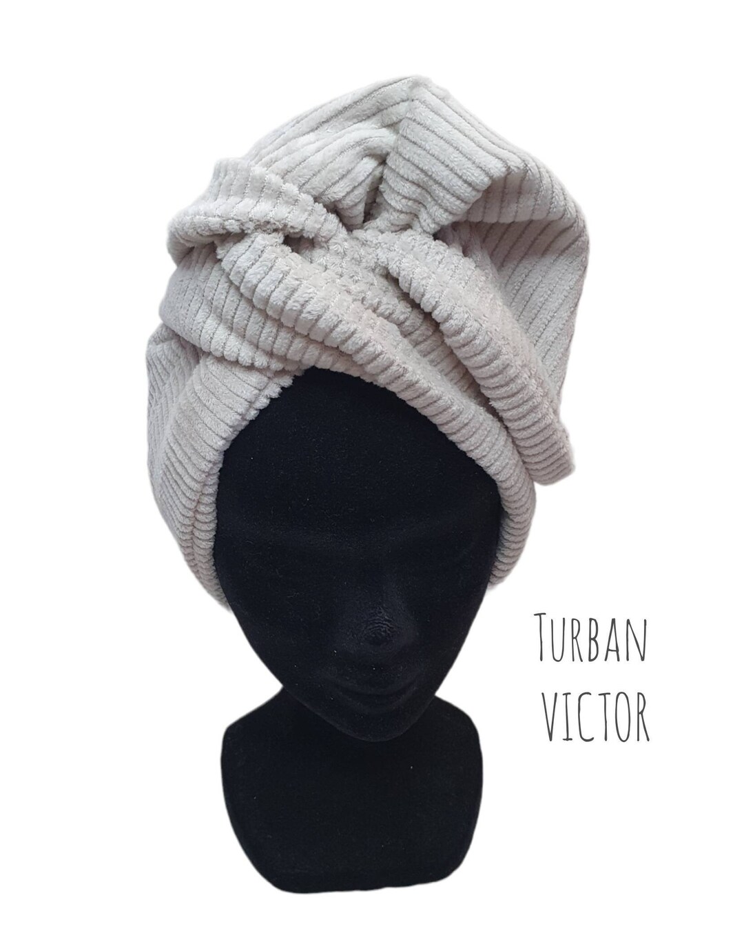 Maxi Turban, Adjustable Wire Headband, Beige Corduroy Women's Turban ...