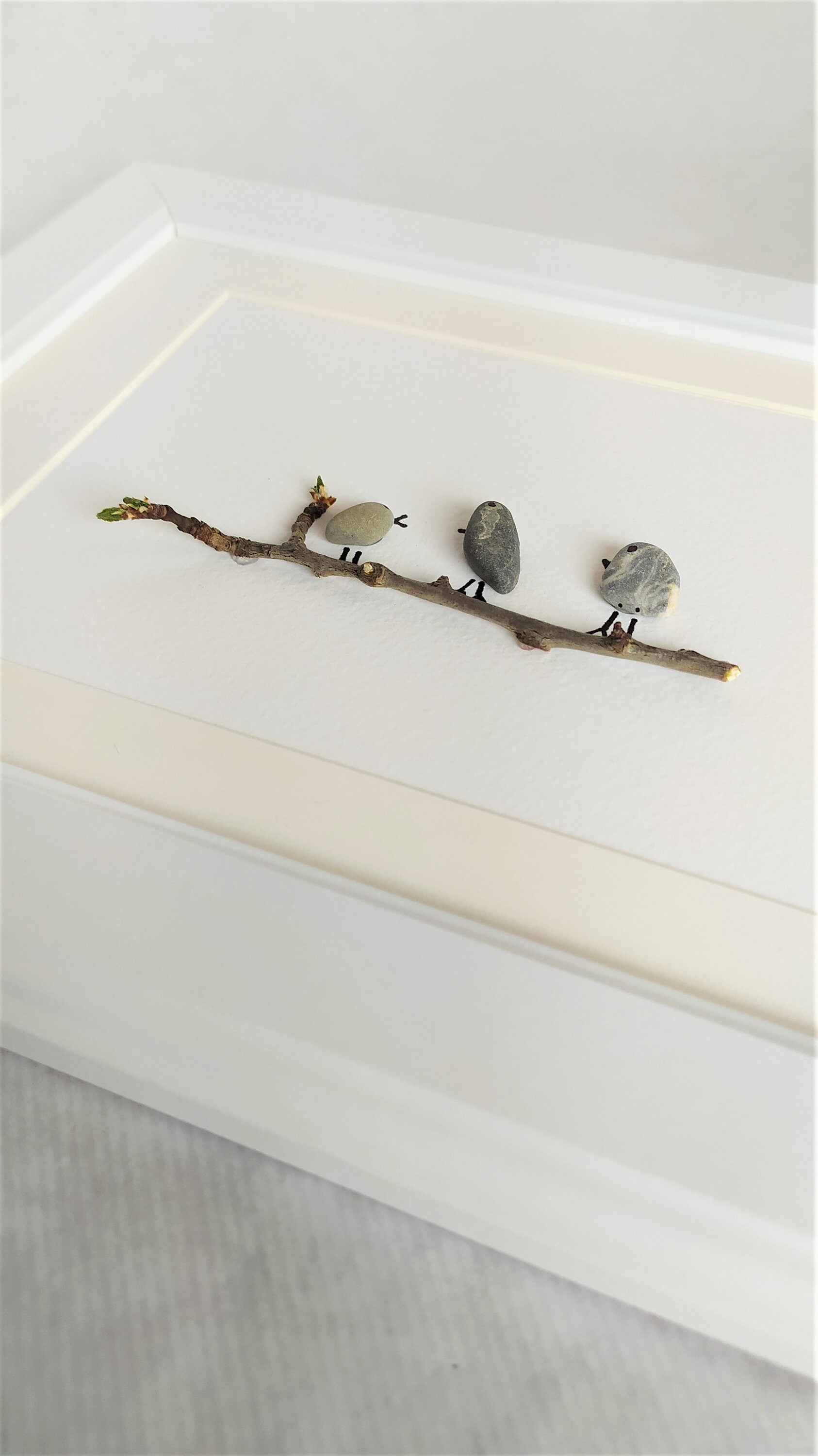 Gift for 1st Birthday Birds on a Branch Wall Picture Pebble Art ...
