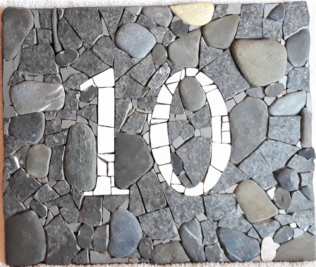 Custom House Number Plaque Pebble Mosaic House Number Address Sign ...