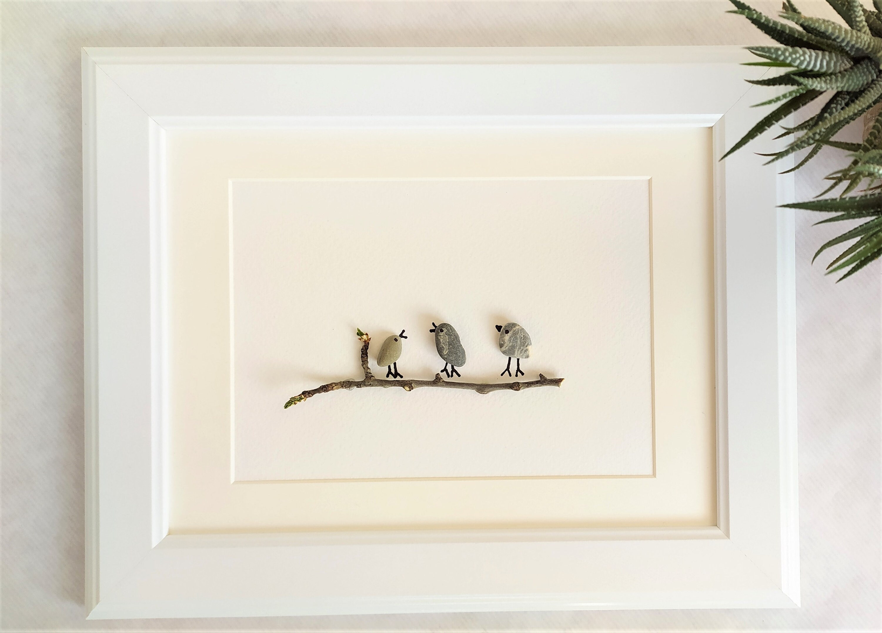 Gift for 1st Birthday Birds on a Branch Wall Picture Pebble Art ...