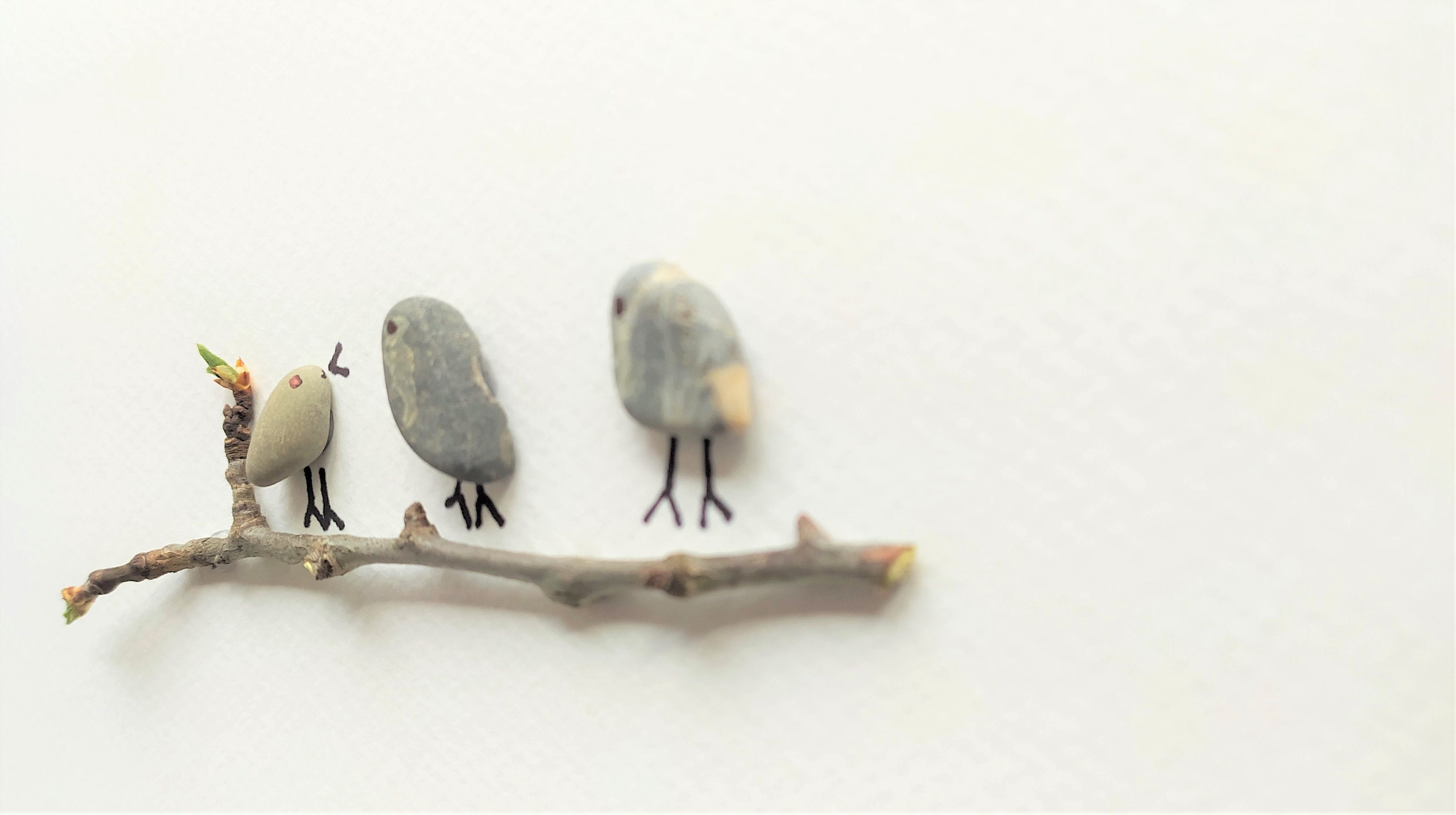 Gift for 1st Birthday Birds on a Branch Wall Picture Pebble Art ...