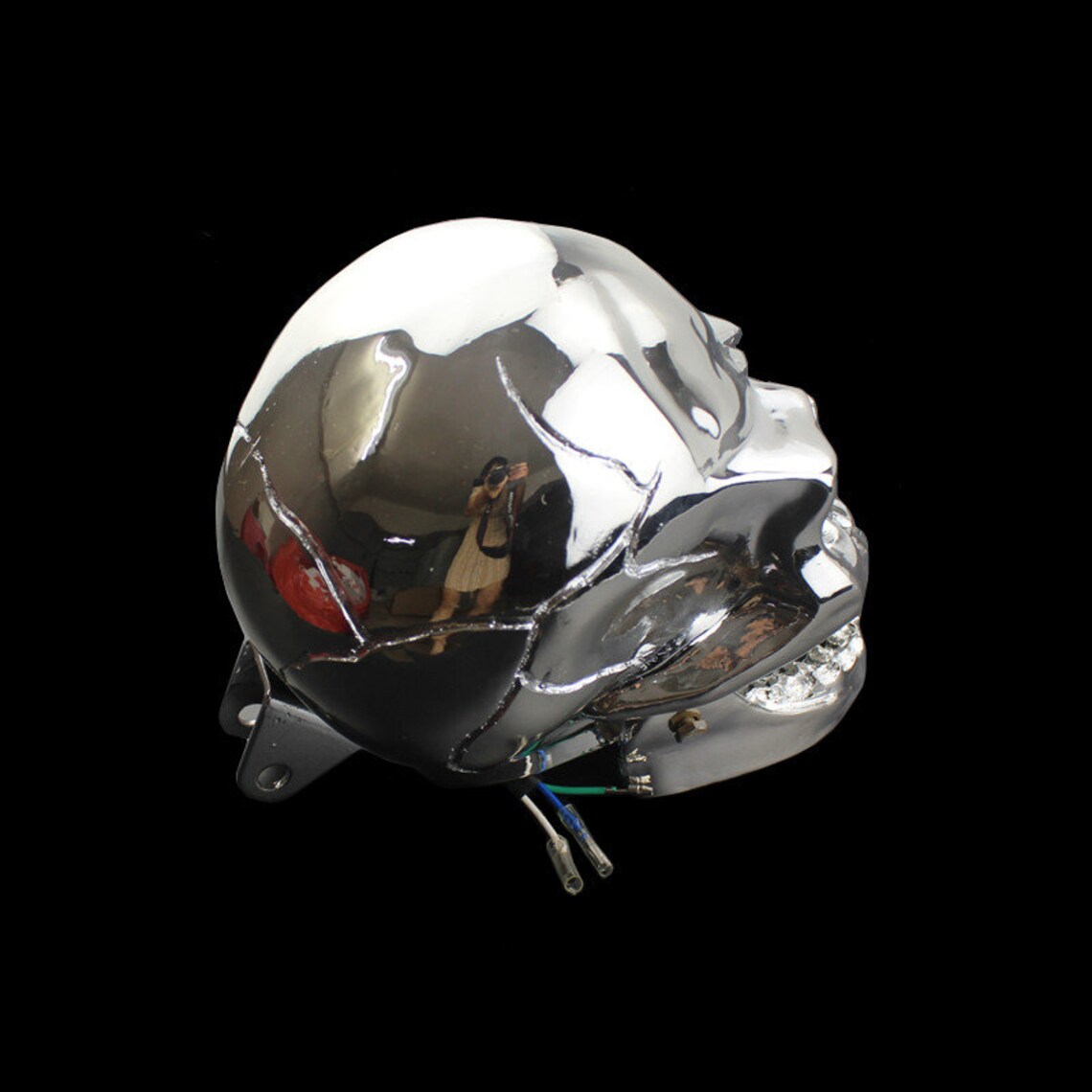 LED Motorcycle Parts Custom 12v Chrome Skull Headlight | Etsy