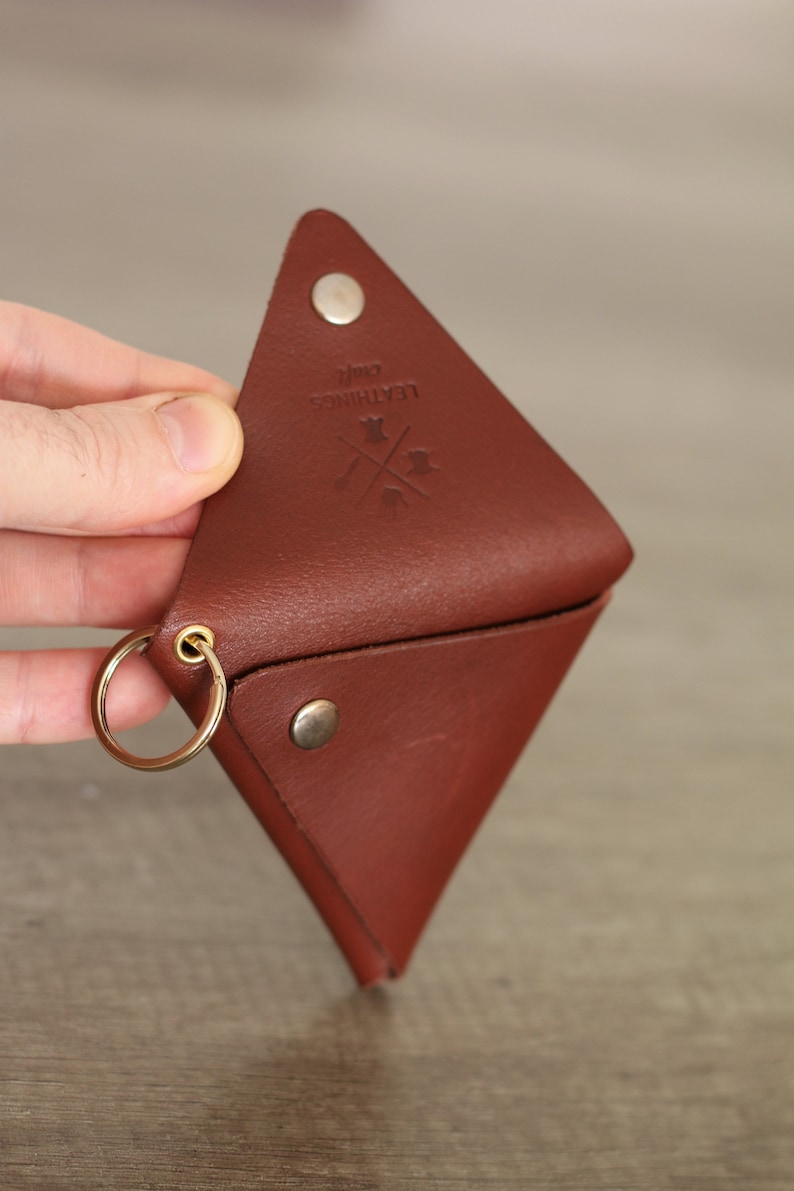Leather Triangle Tiny Bag Coin Purses Keychain Pouch Free - Etsy