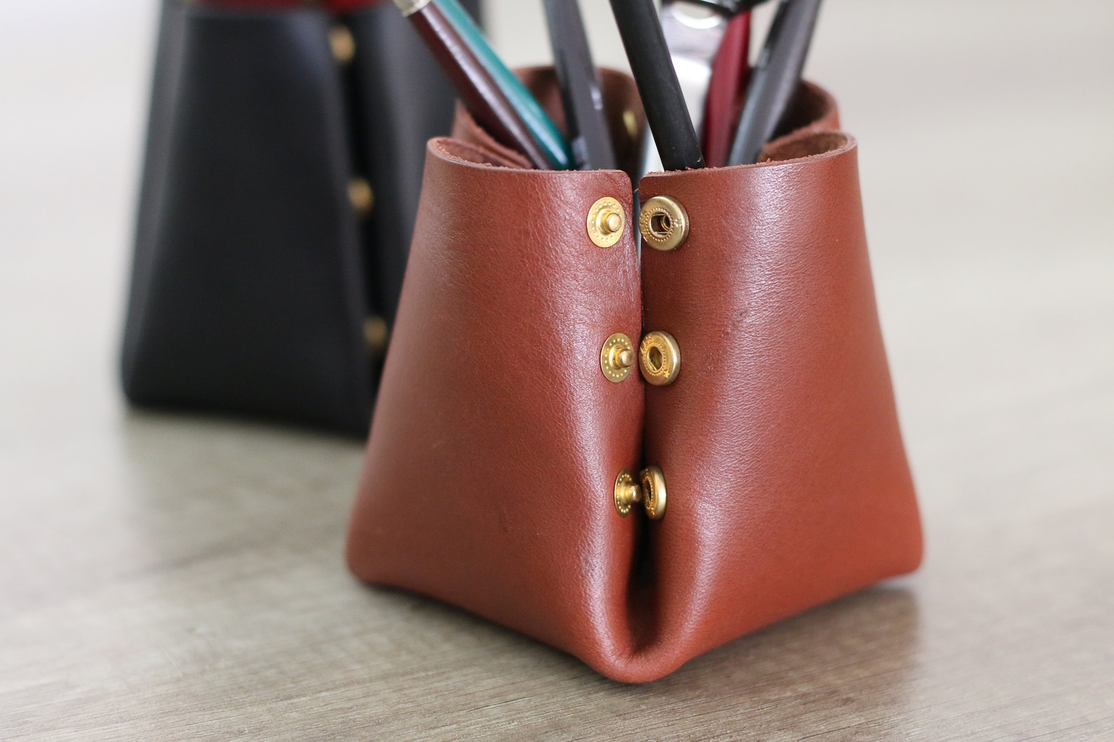 Leather Vase Natural Plant Vase Office Desk Pen Stand Modern | Etsy
