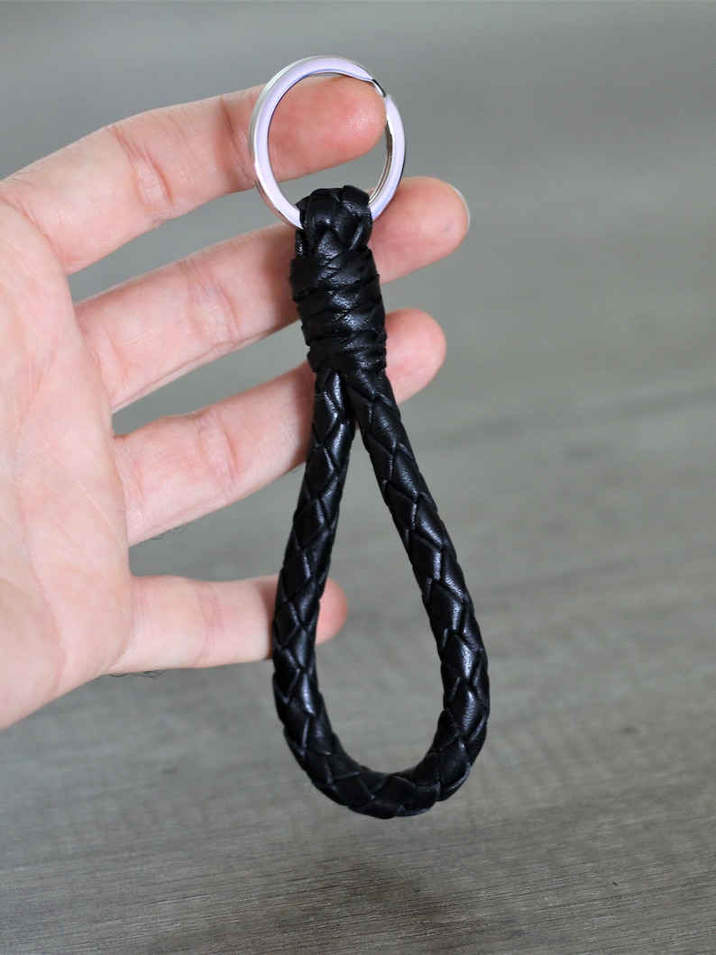 Braided Leather Keychain unique gift for New Car home hand | Etsy