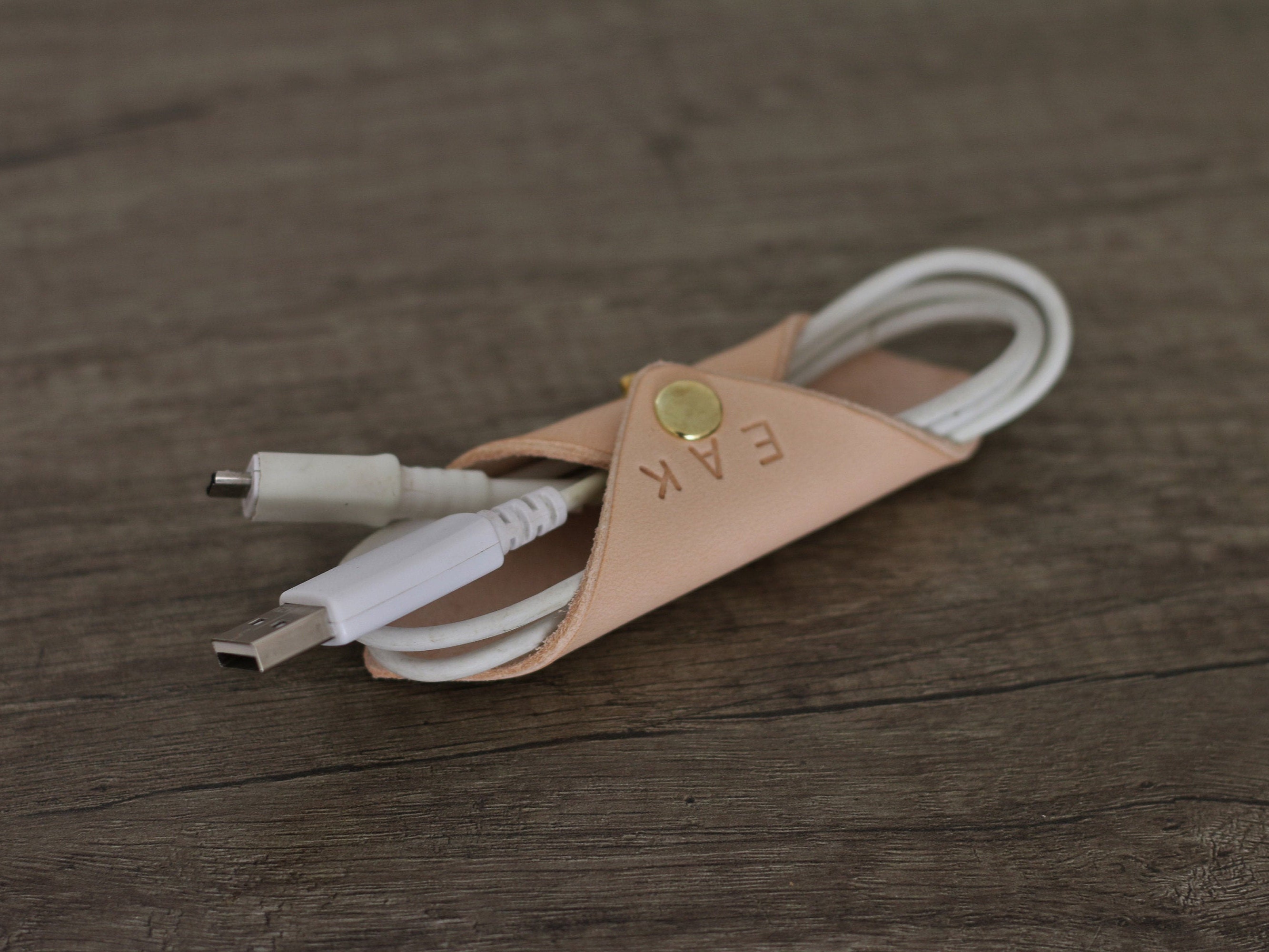 Personalized Leather Headphone Cable Holder With Two Snap Full ...