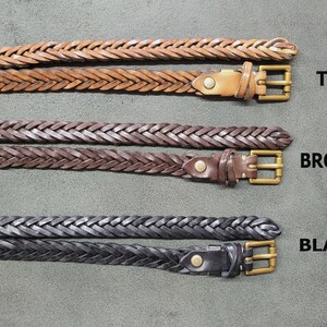 Skinny Braid Belt Leather Braided Belt Birthday Gift Hand Craft Custom ...