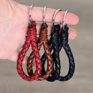 Braided Keychain Leather Luxury Gift for Men's Braid Keyring Leather ...