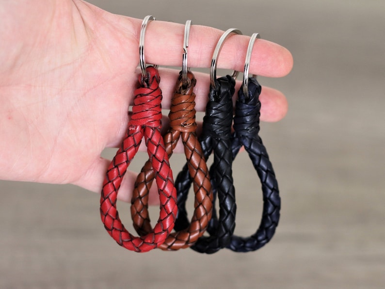Braided Keychain Leather Luxury Gift for Men's Braid | Etsy