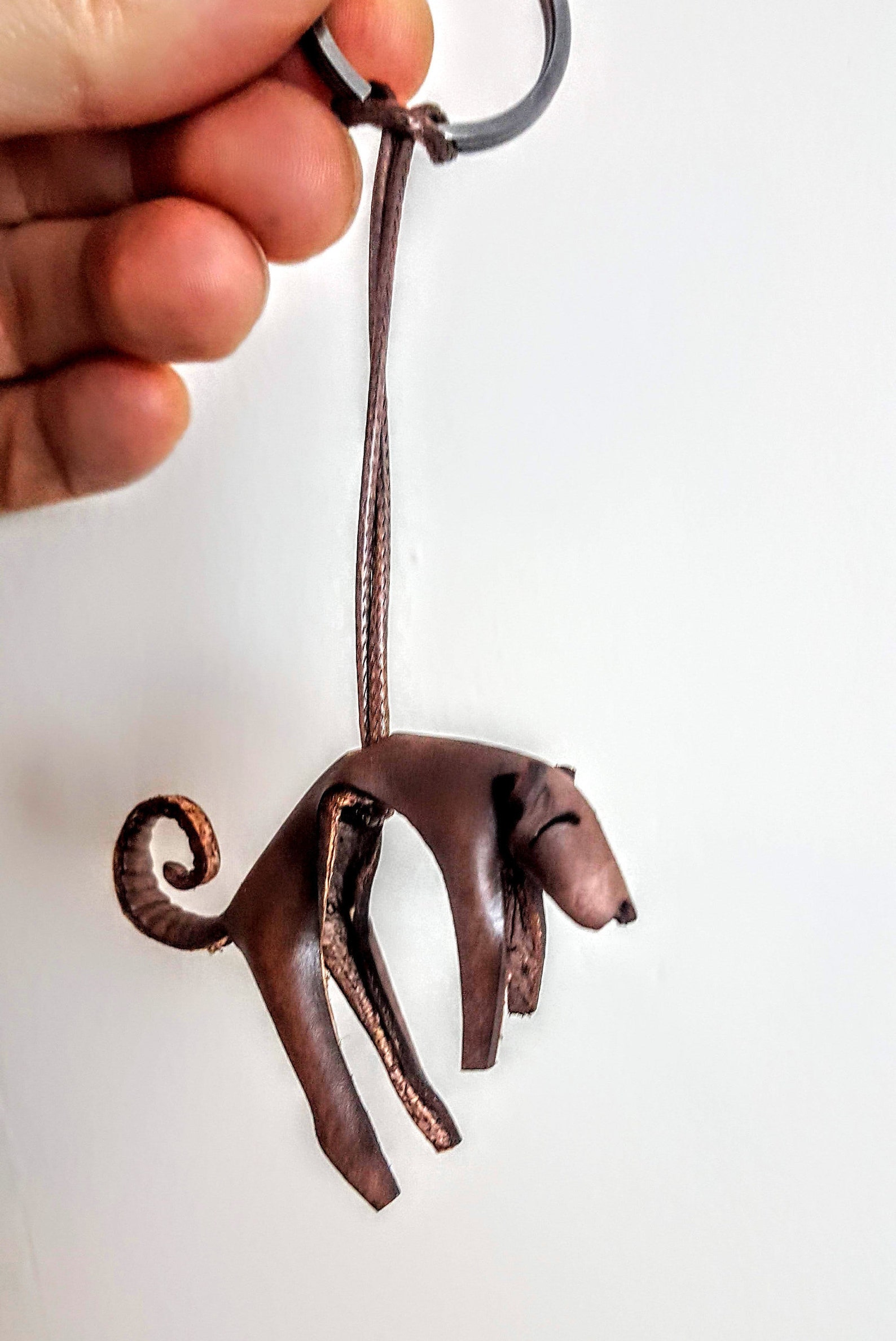 Leather Animal Ornaments Toy's Decorate Natural Leather Keychain Dog ...