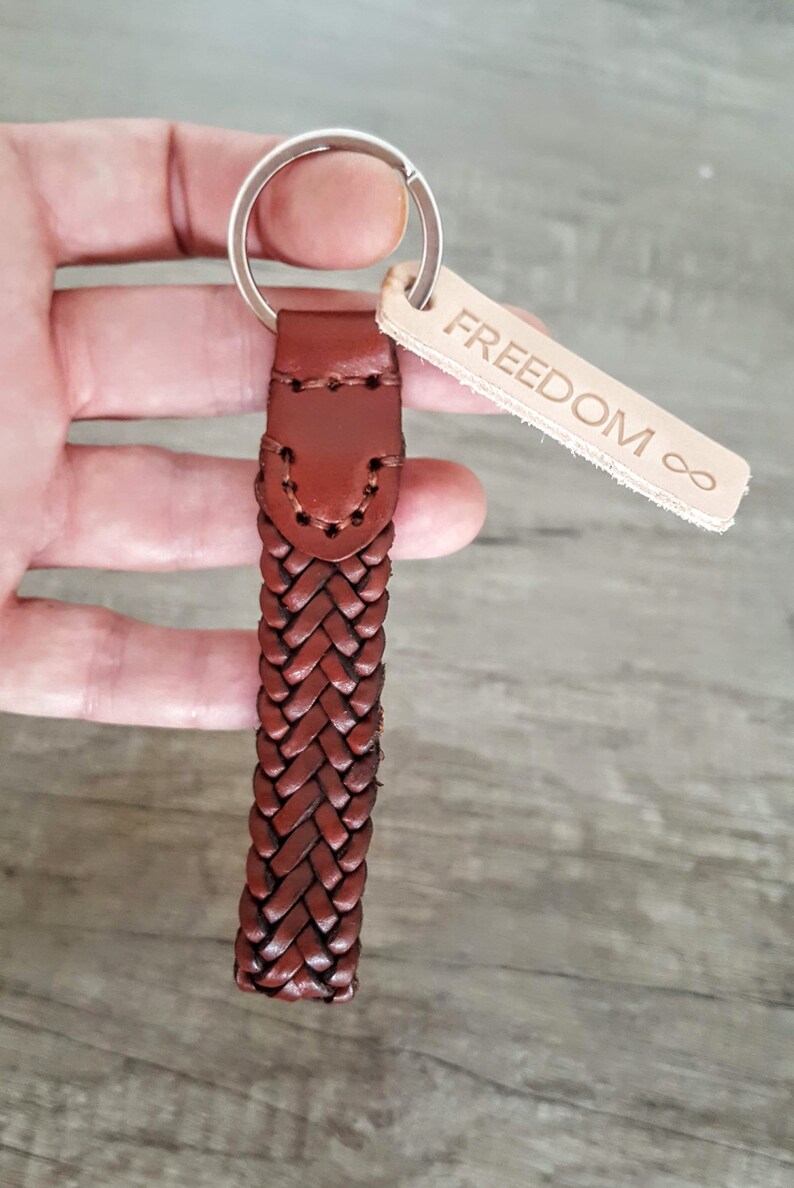 Personalized Leather Braid Keychain Custom Braided Key Fob | Etsy