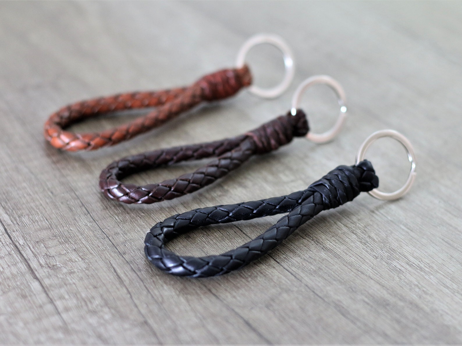 Rope Braid Leather Keychain for Father's Gift New Car Gift - Etsy