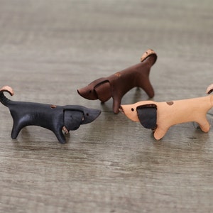 Leather Animal Ornaments Toy's Decorate Natural Leather Keychain Dog ...