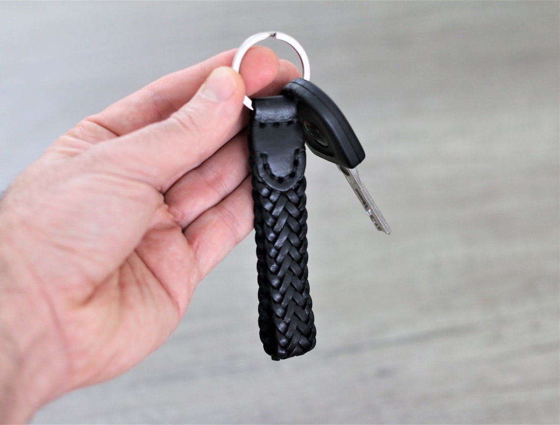 Braid Leather Keychain Handcrafted Leather Goods New Car Gift | Etsy