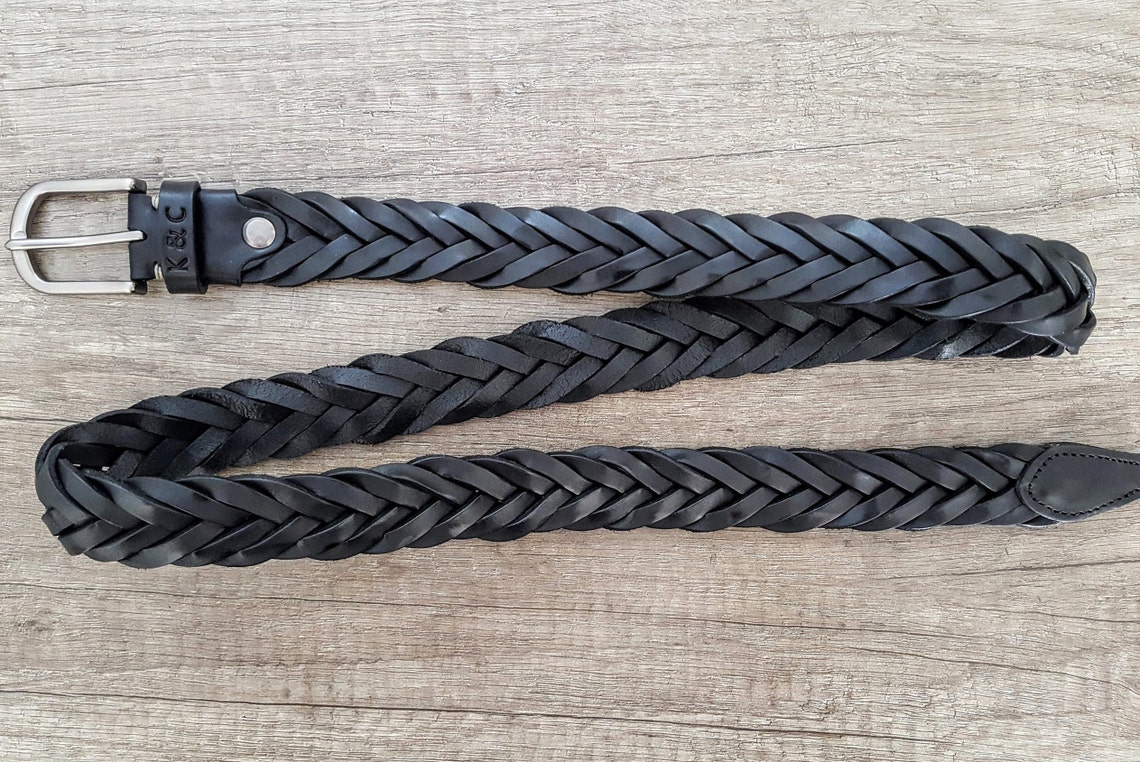 Leather Braid Belt Custom Hand Braided Belt for Women Mens, With Name ...