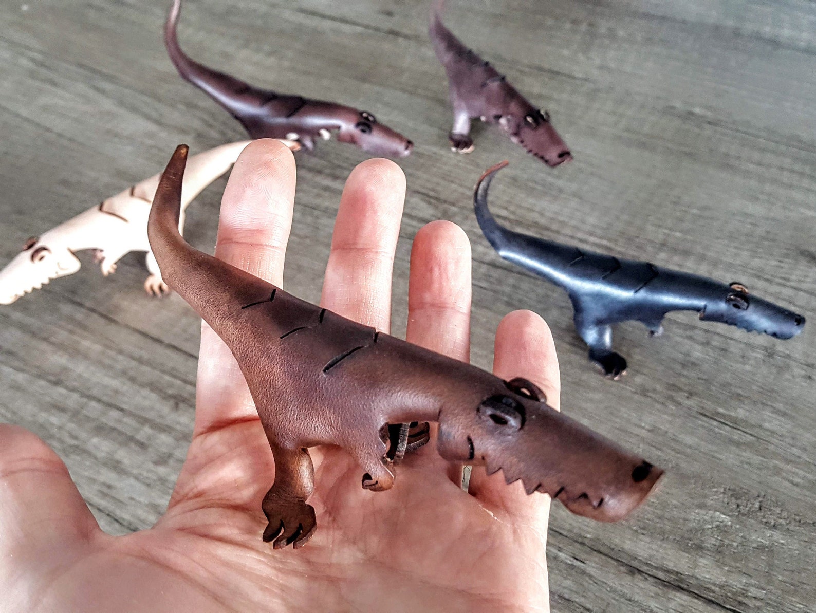 Leather Dinosaur, Handcrafted T-rex Ornament Objects, for Desktop Real ...