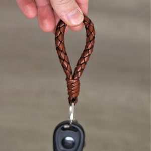 Personalized Gift Braid Keychain, Customizable Leather Hand Braided ...