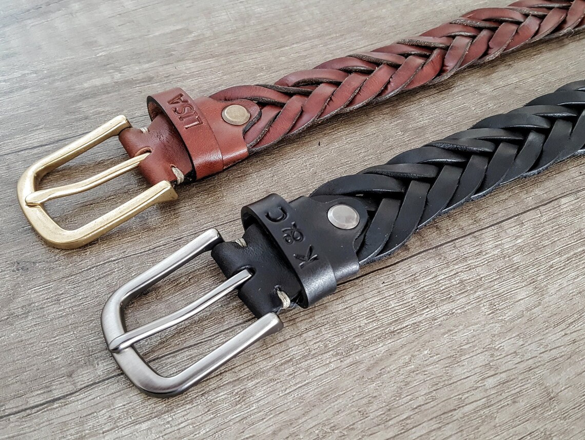Leather Braid Belt Custom Hand Braided Belt for Women Mens, With Name ...
