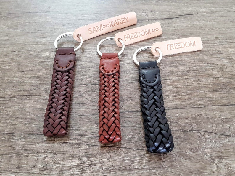 Personalized Leather Braid Keychain Custom Braided Key Fob - Etsy
