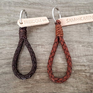 Personalized Leather Keychain, Custom Braided Keychain, Name Printed ...